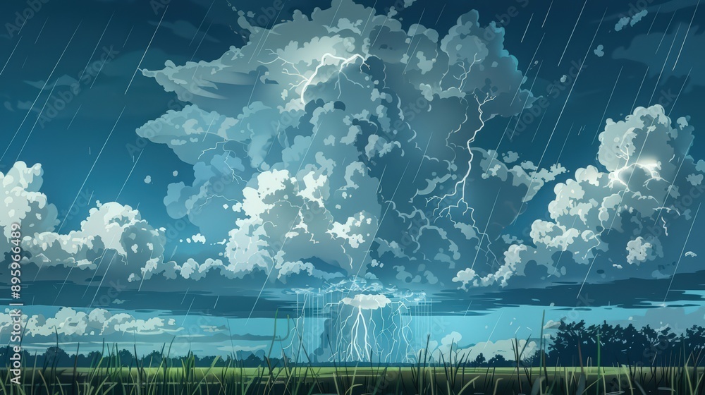 Diagram of a thunderstorm, illustrating the formation of cumulonimbus ...