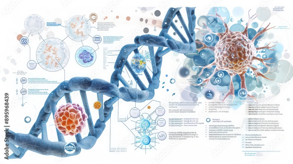 Diagram of DNA's role in cellular processes, including replication ...