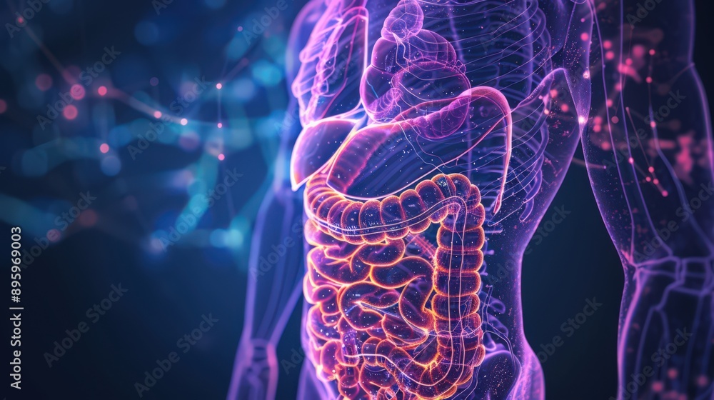 Diagram of the digestive system, illustrating the pathway from ...