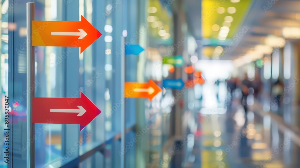 Illustrate a collection of directional arrow signs for a convention ...