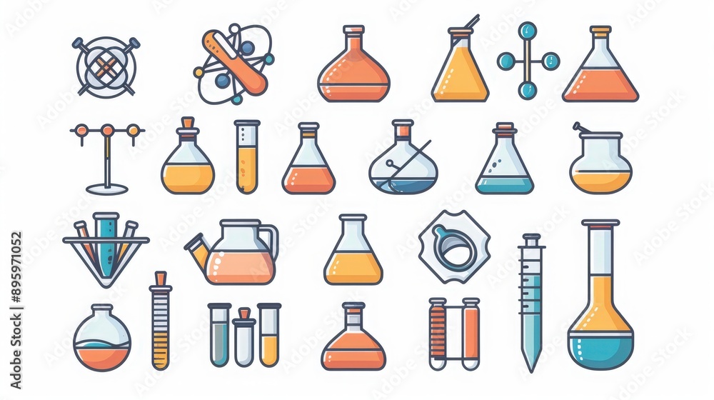 Illustrate a collection of symbols for analytical chemistry, including ...