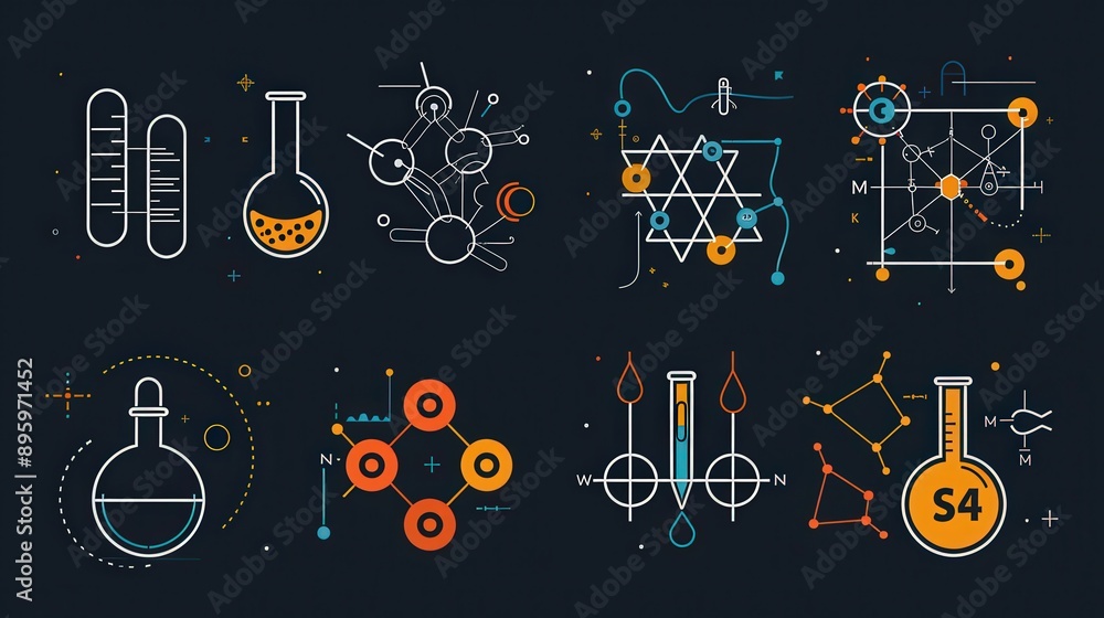 Illustrate a collection of symbols for coordination chemistry ...