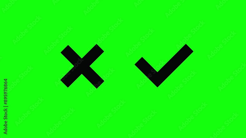 Check and Cross mark on green screen background, Wrong and Correct ...