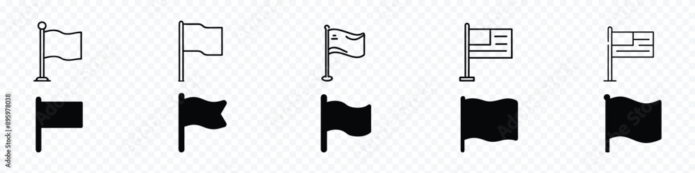 Flag Icon, Different flag icons set. Flag icon collection. Flag pole ...