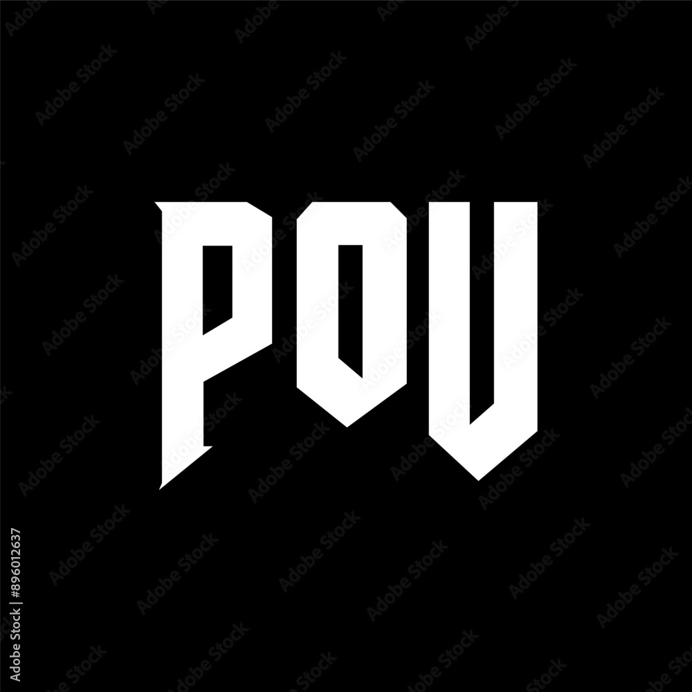 POU letter logo design for technology company. POU logo design black ...