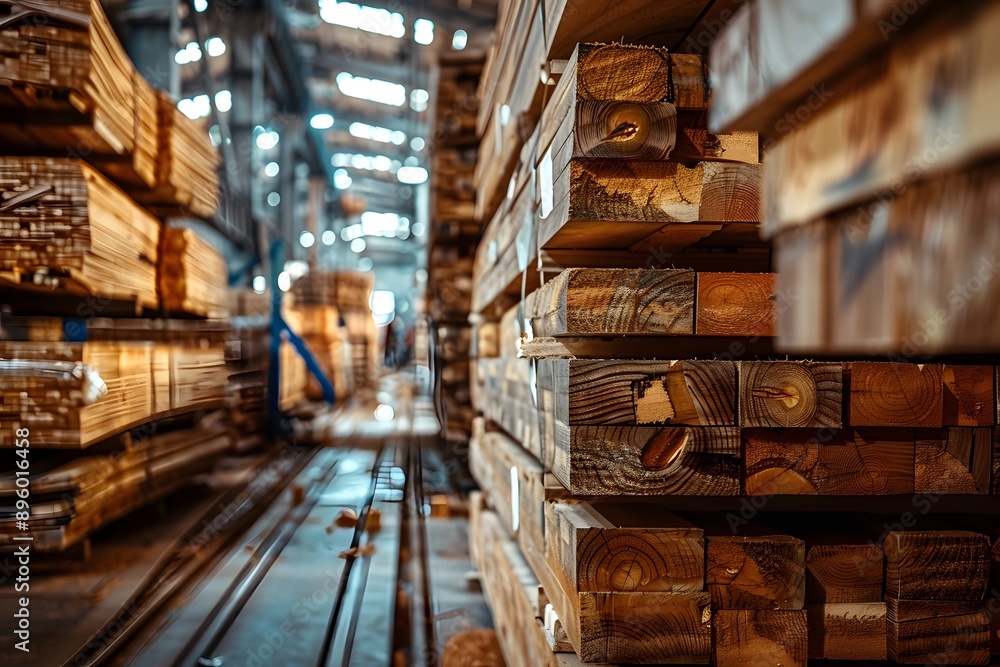 Stacks of Timber in a Warehouse: A Glimpse into the Lumber Industry ...