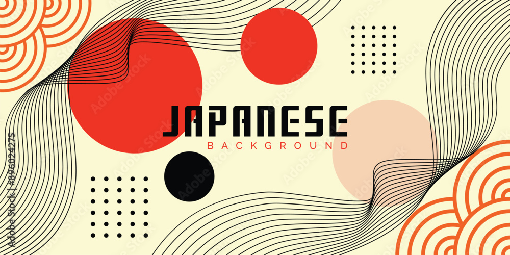 Japanese Abstract Background Design. landscapes lined waves in ...