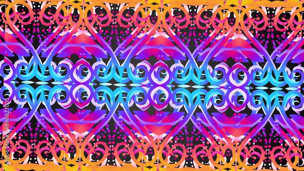 Beautiful batik dayak flowers line art motion graphics for aesthetic ...