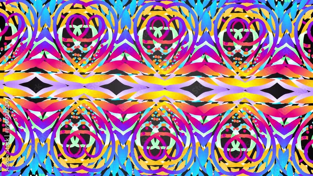 Beautiful batik dayak flowers line art motion graphics for aesthetic ...