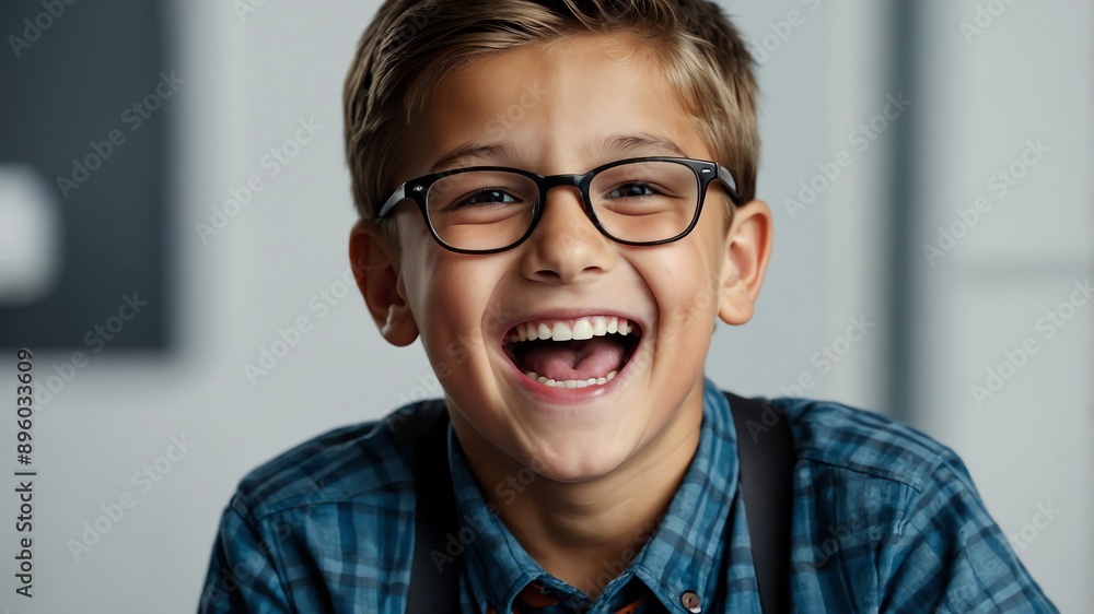 young erd kid boy hysterically laughing happy smiling portrait on ...