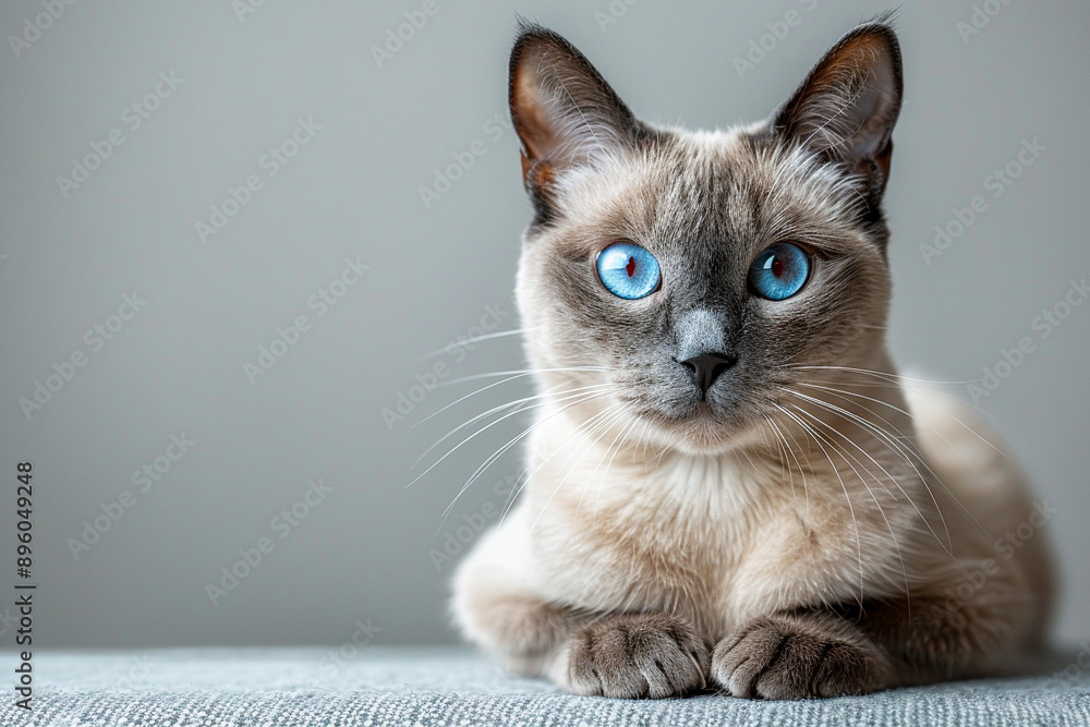 Portrait of siamese cat full body sitting graciously with beautiful ...