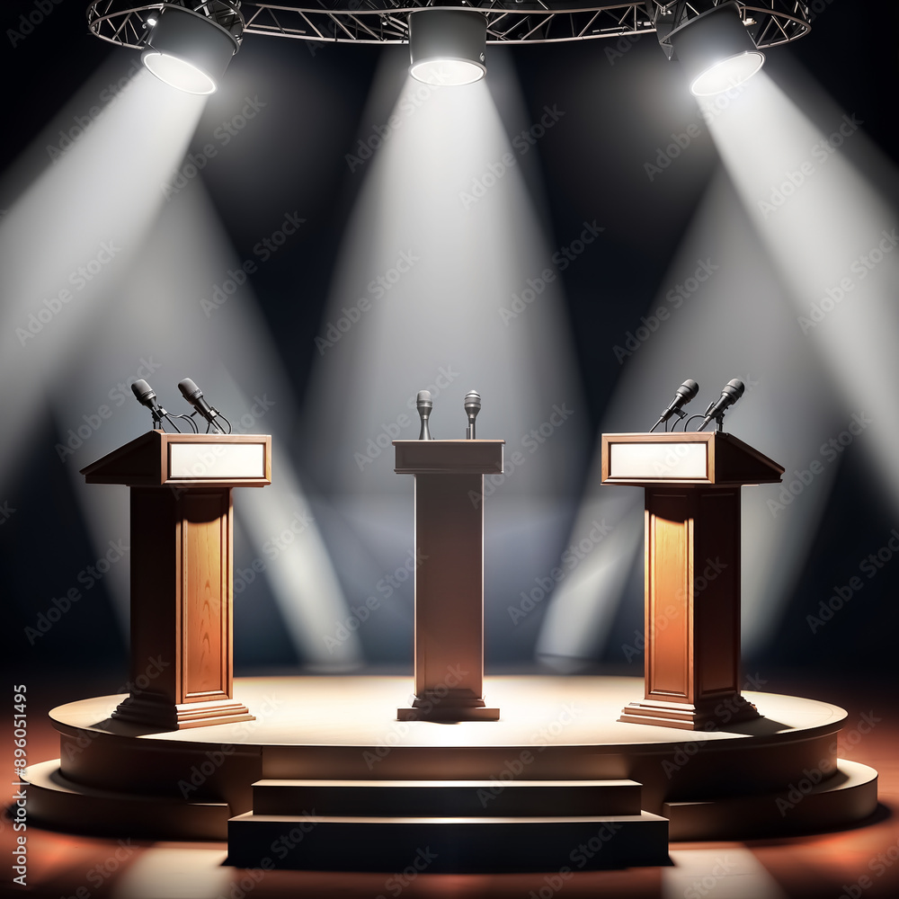 stage with spotlight and lights, debate or speech stage , business ...