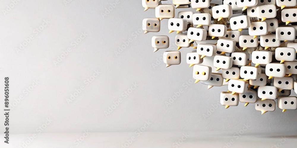 Floating Speech Bubbles. A visually striking collection of white speech ...