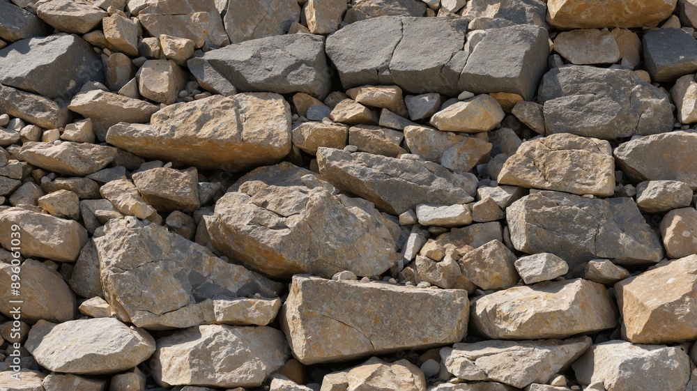 A pile of rocks. The interplay of light and shadow highlights the ...