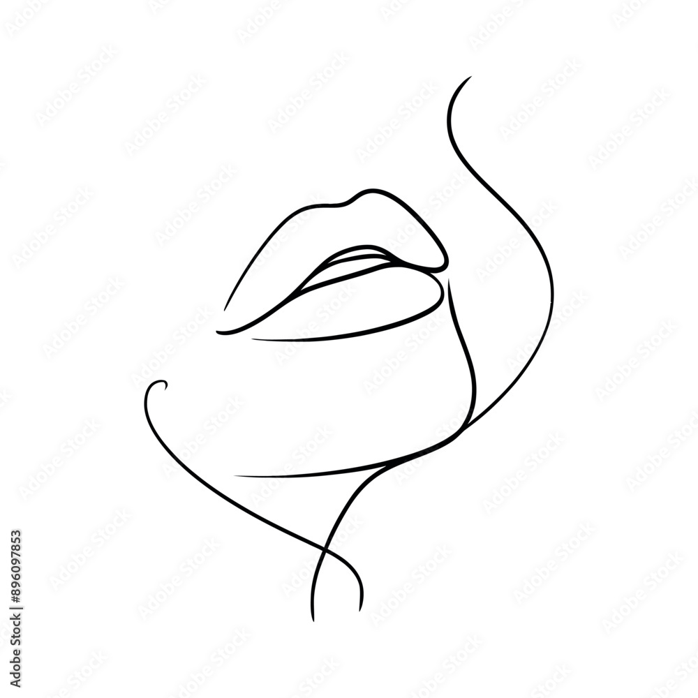 Continuous one line drawing female lips, vector illustration Stock ...