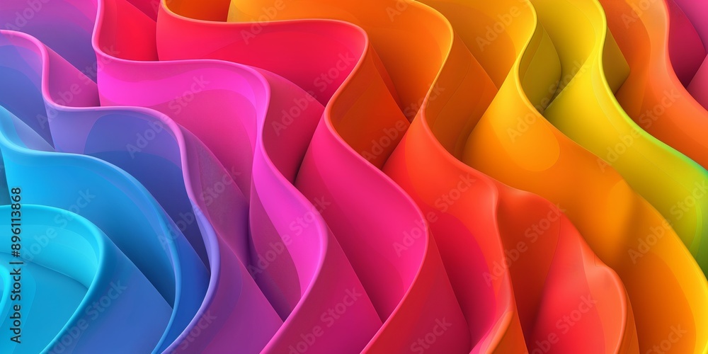 Colorful abstract wave pattern. Vibrant folded paper-like design with a ...