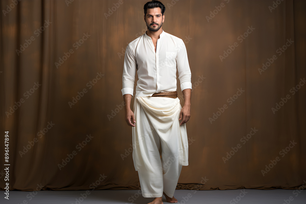 Elegance of South Asian Culture: Traditional Dhoti Attire Showcased by ...