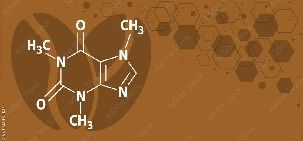 Vetor de Coffee, caffeine chemical structure, C8H10N4O2. Structural ...