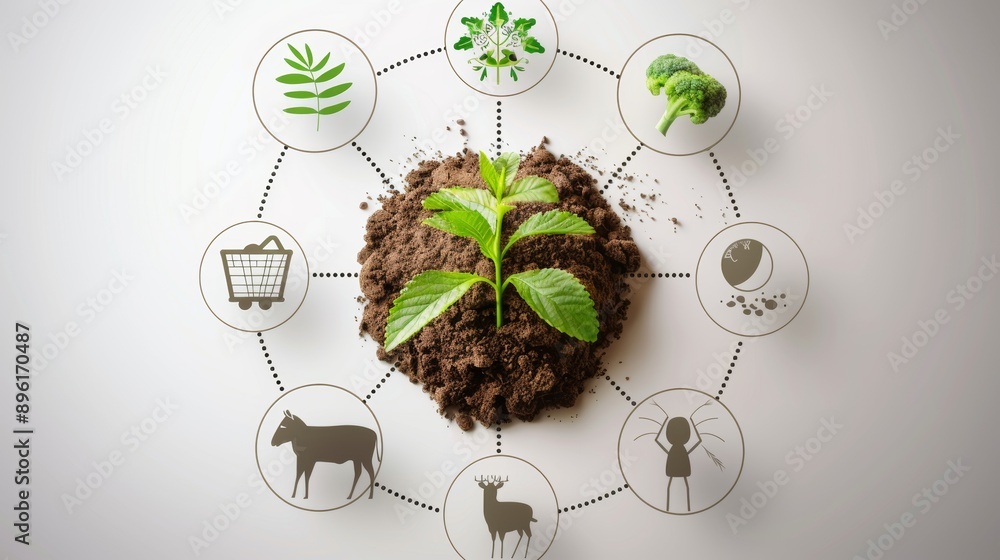 "Flat vector design of regenerative agriculture: interconnected plant ...