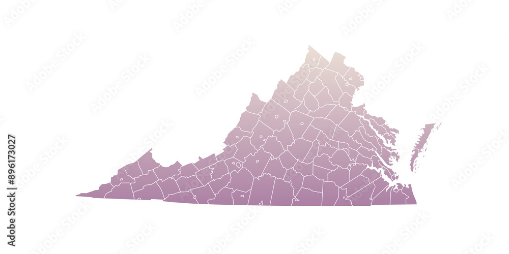 Virginia administrative map. counties map of Virginia with color, blank ...