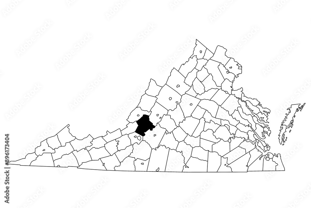 ภาพประกอบสต็อก Map of botetourt County in Virginia state on white ...