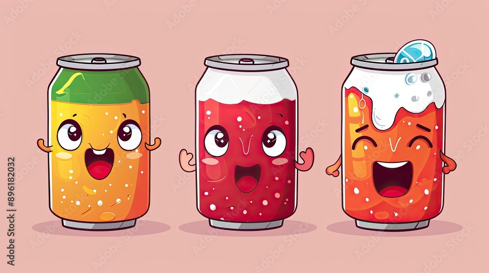 Cute alcohol mascot set isolated on background. Contemporary vector ...