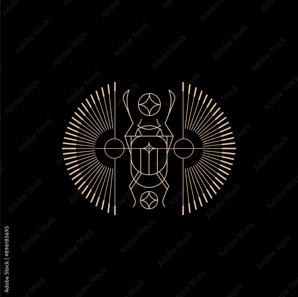 sacred Scarab line art design. beetle with wings Vector illustration ...