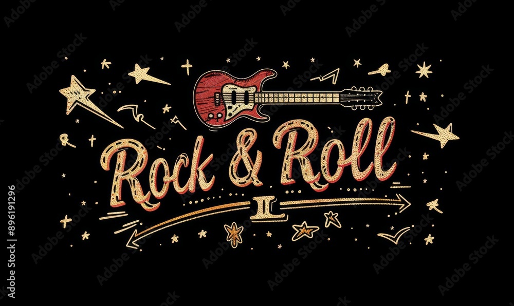 Vintage font design, rock and roll style. Handmade lettering. Authentic ...