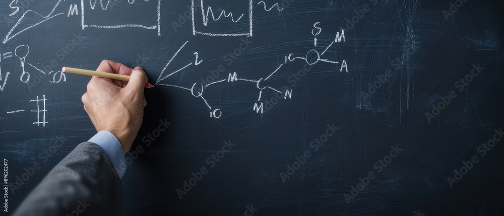 Chalkboard Learning Space, a blackboard filled with handwritten ...