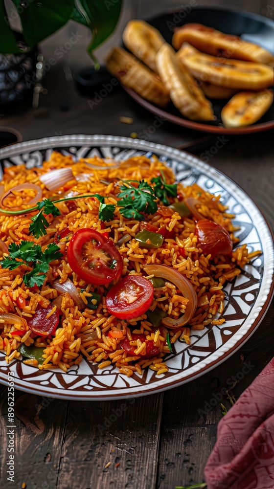 Jollof rice on a white plate, homemade nigerian jollof rice on a plate ...