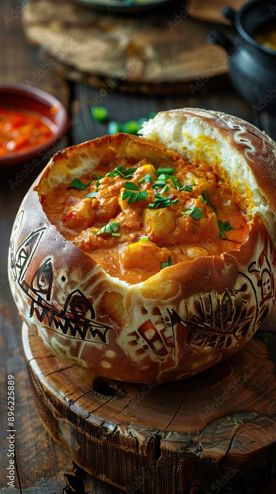 Bunny Chow - South African mutton curry served inside a hollow bread ...