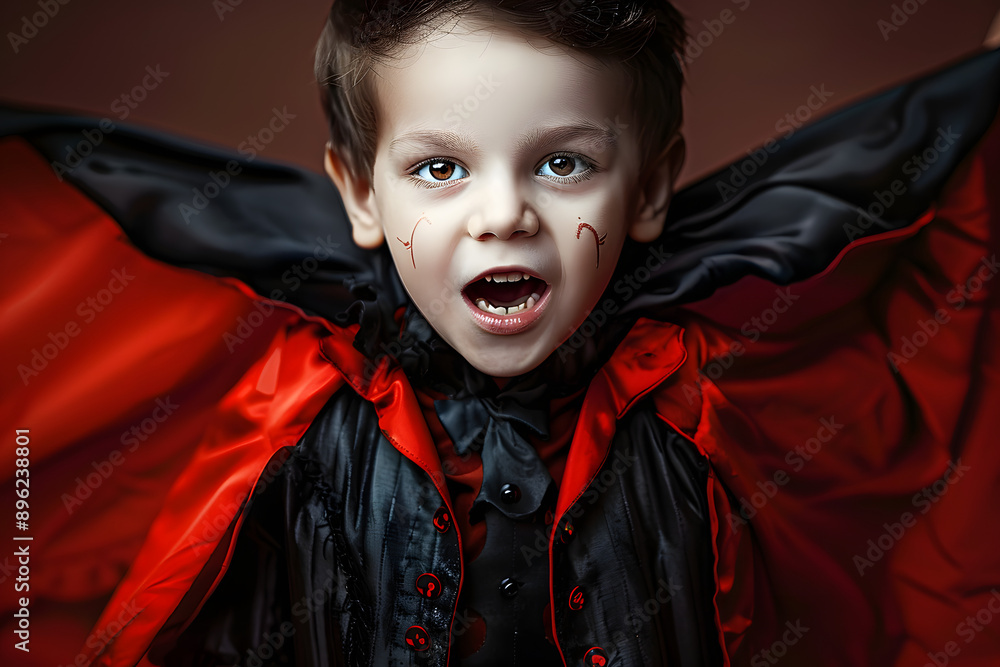 Cute Young Boy Dressed as a Vampire for Halloween Stock Illustration ...