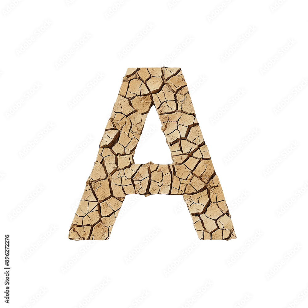 Letter A. Nature Inspired Cracked Earth dried out soil Artstyle ...