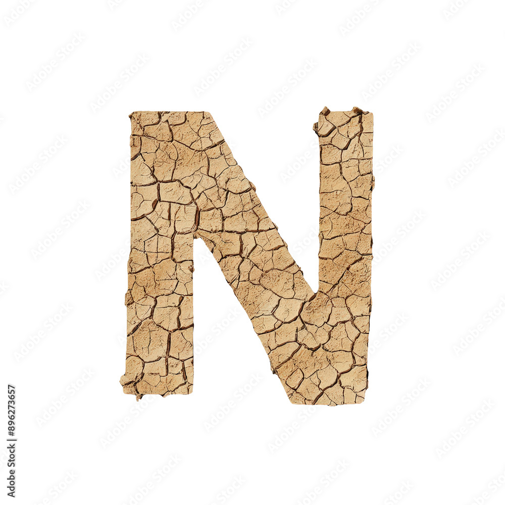 Letter N. Nature Inspired Cracked Earth dried out soil Artstyle ...