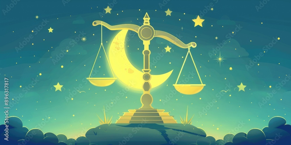 Concept image with a moon and stars against the night sky, featuring ...