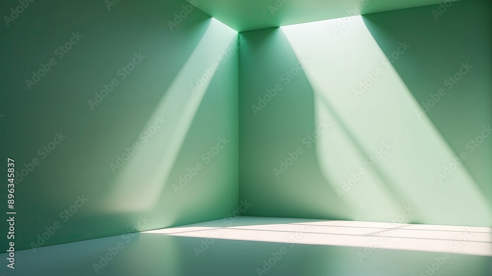 Abstract empty green room with green wall background. Green color ...