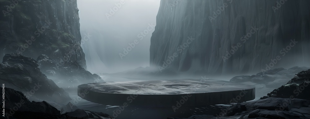 Podium black dark smoke background product platform abstract stage ...