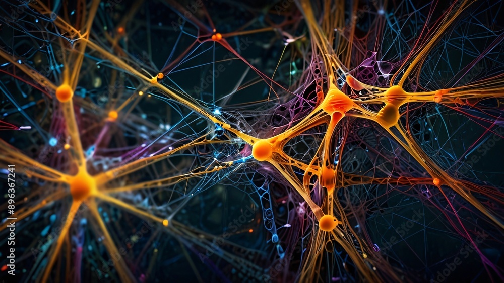Abstract neural network, visualizing complexity with interconnecting nodes, synaptic patterns ...