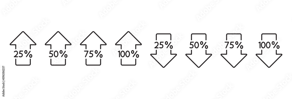 Simple set of Percent arrow with up and down arrow icon line ...