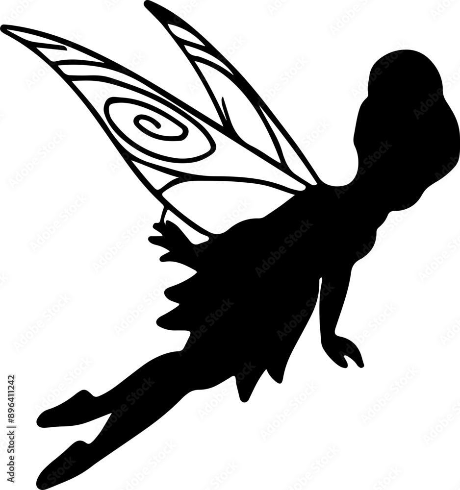 Fairy vector silhouette black and white,Fairy Silhouette, Fairy SVG ...