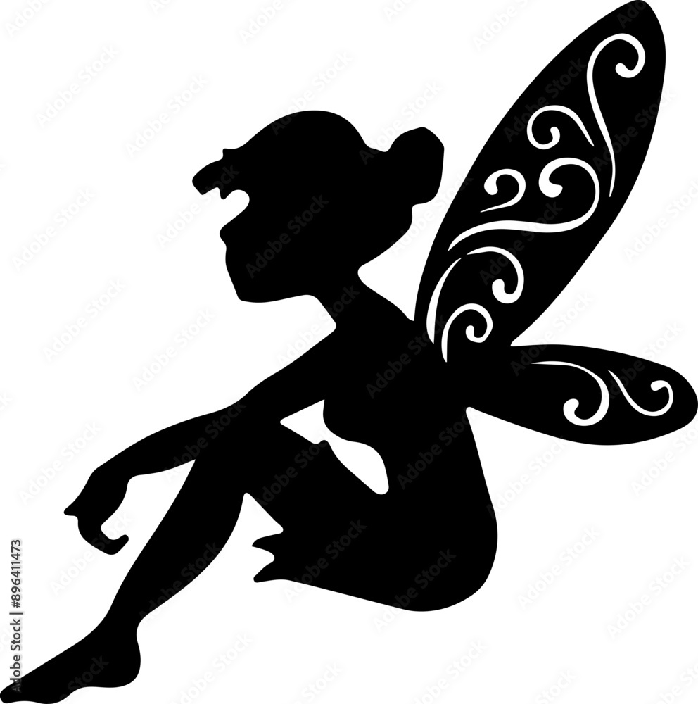 Fairy vector silhouette black and white,Fairy Silhouette, Fairy SVG ...