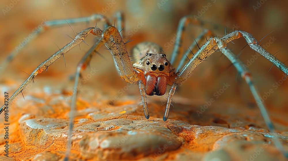 Macro Photography of a Spider with Spiky Legs on a Rusty Surface Stock ...