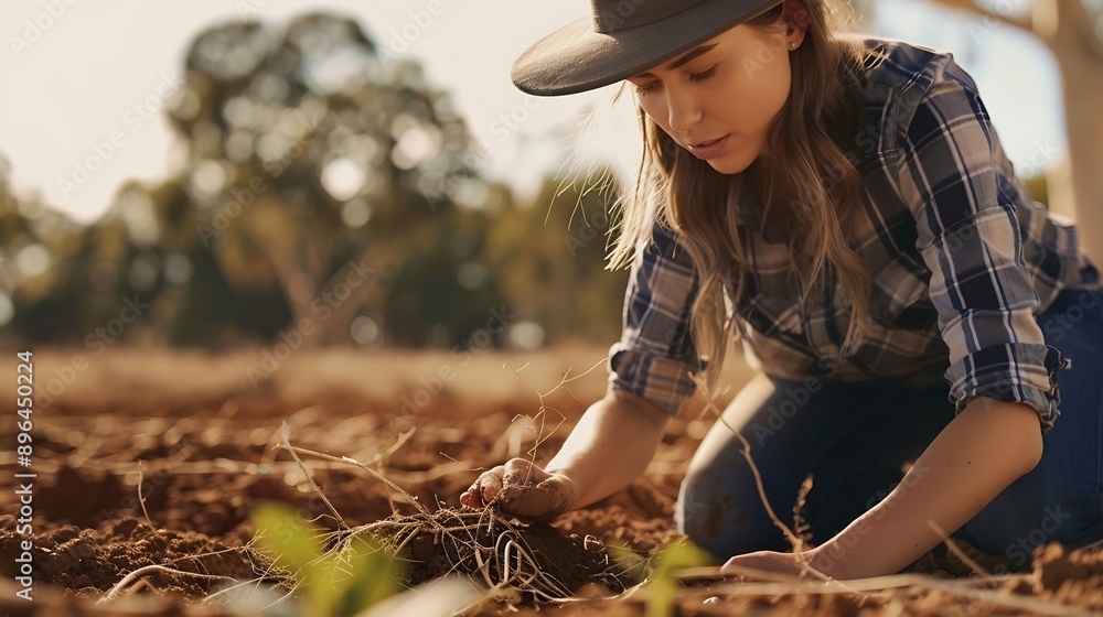 soil science student agriculture looking at a soil sample girl on a ...