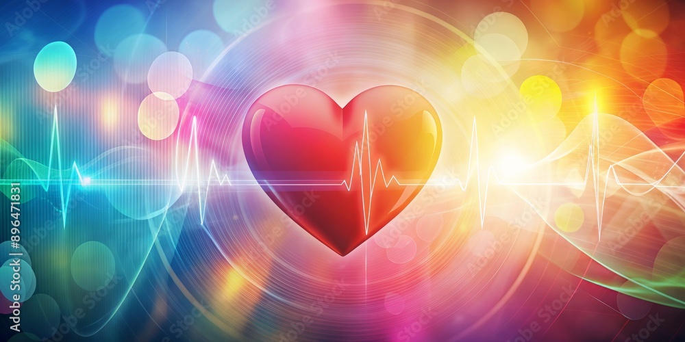 Vibrant panoramic background featuring a stylized heart shape ...