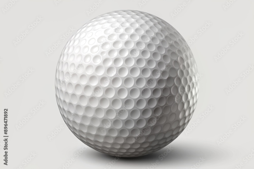 A solitary white golf ball with dimples sits isolated on a transparent ...