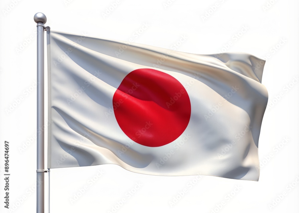 National symbol of Japan featuring a white rectangular flag with a ...