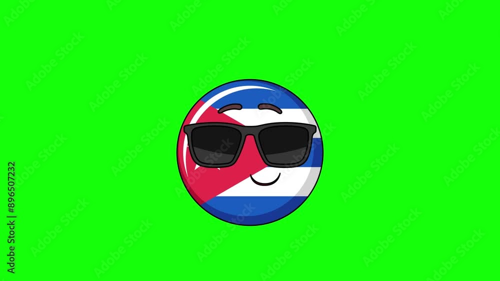 cuba flag emoji cartoon smiling face with sunglasses, emoticon ...