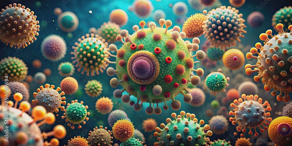 render of macro microbes with intricate details, microbiology ...