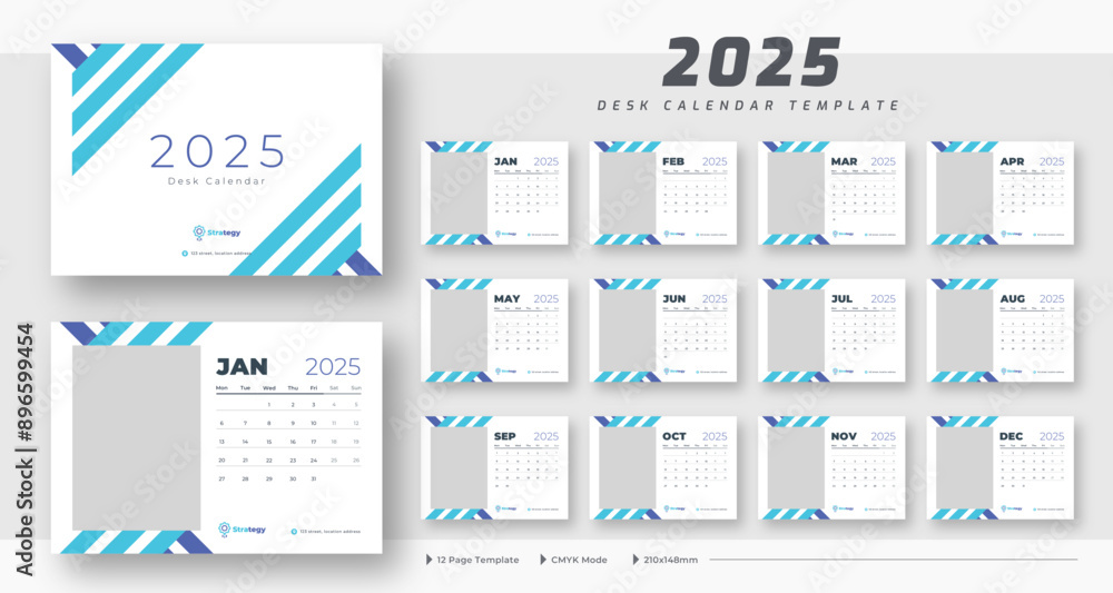 Desk calendar 2025 planner template, corporate desk calendar schedule ...