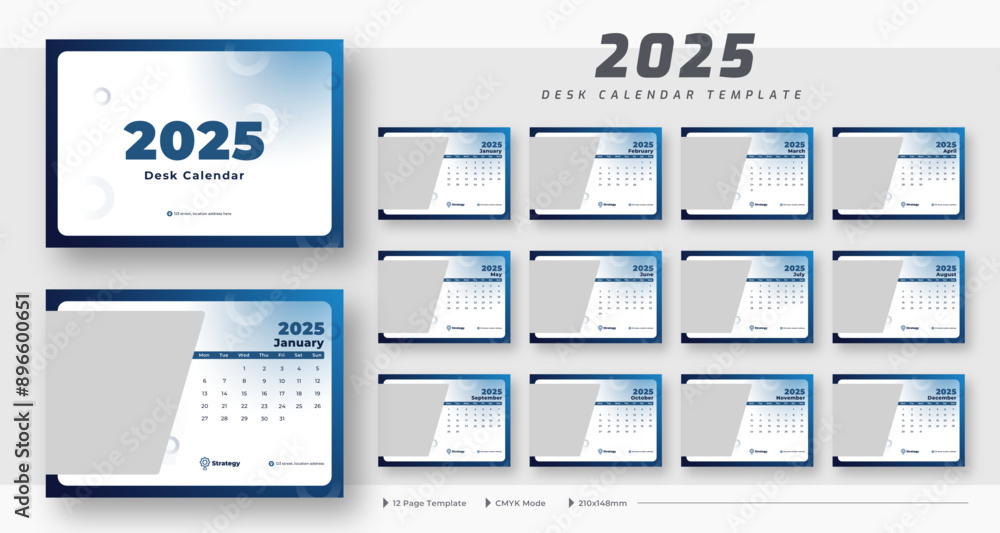 Desk calendar 2025 planner template, corporate desk calendar schedule ...